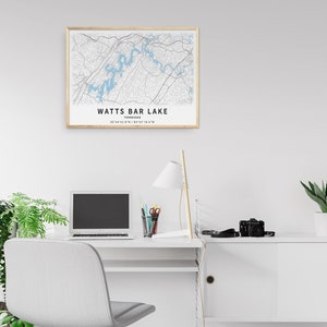 Printable Map of Watts Bar Lake, Tennessee, US - Instant Download ...