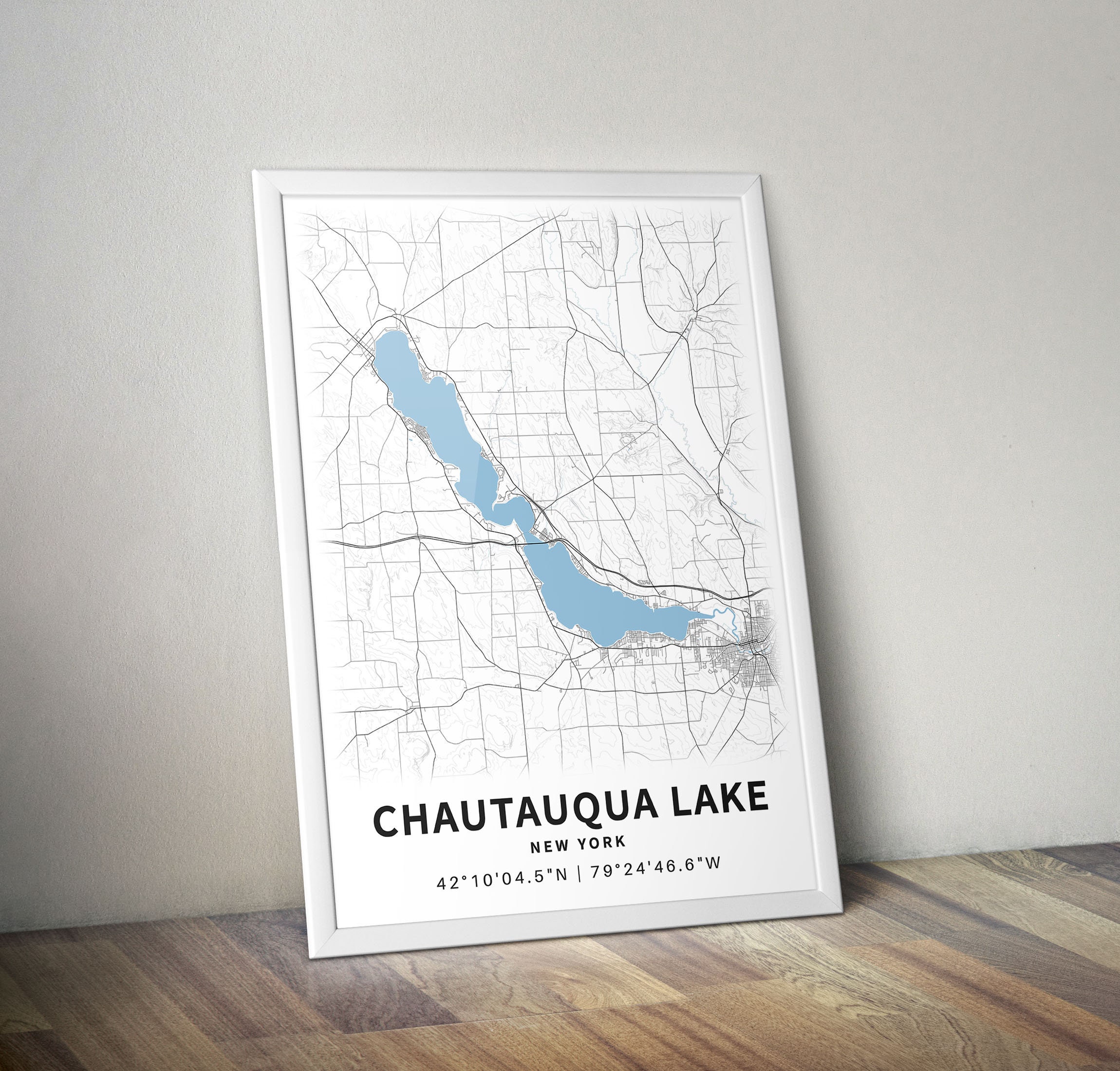 Printable Map of Chautauqua Lake, New York, US - Instant Download ...