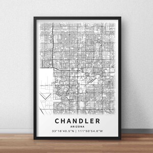 Chandler Arizona Map With Street Names, Printable Chandler City Poster ...