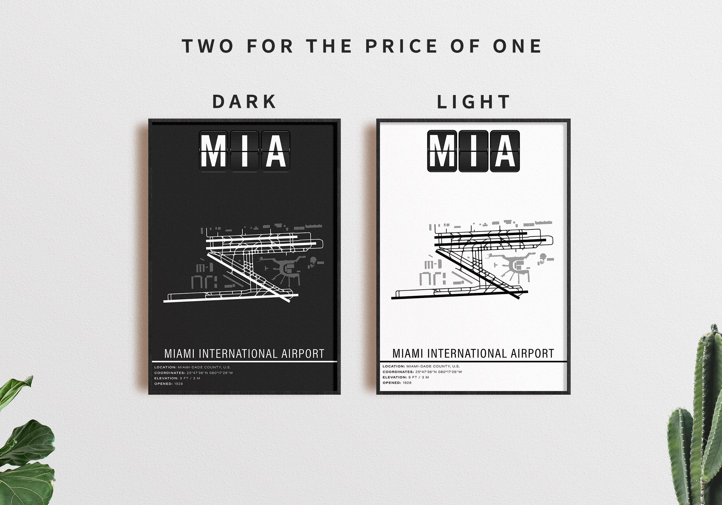 Miami International Airport Poster, MIA Wilcox Field Runway Map ...
