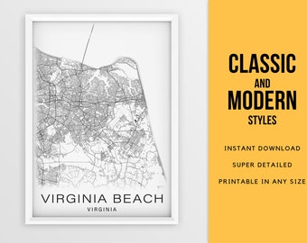 Virginia Beach Map Art | Etsy