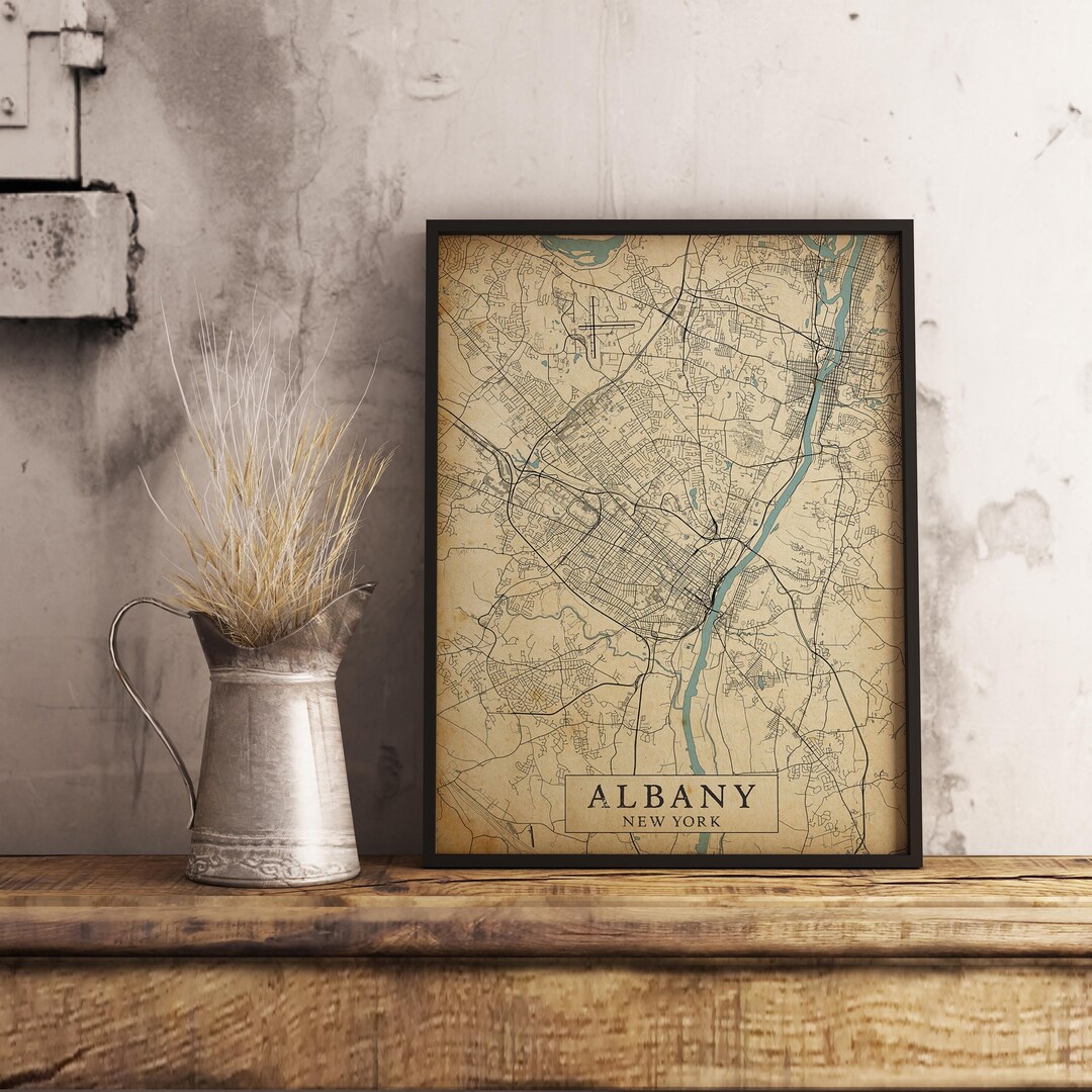 Vintage Style Map of Albany, New York, USA Instant Download City Map ...
