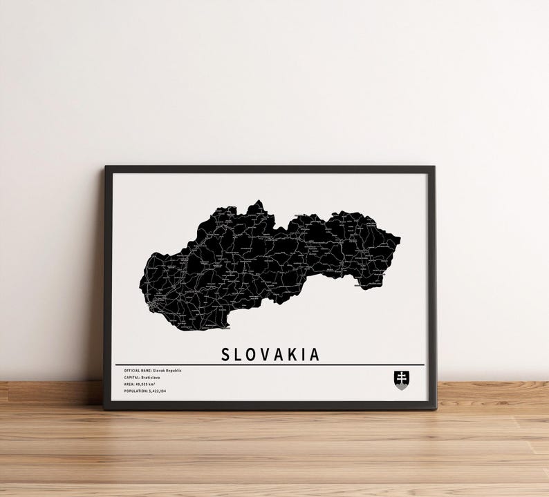 Printable Map of Slovakia With City Names and Roads - Instant Download ...