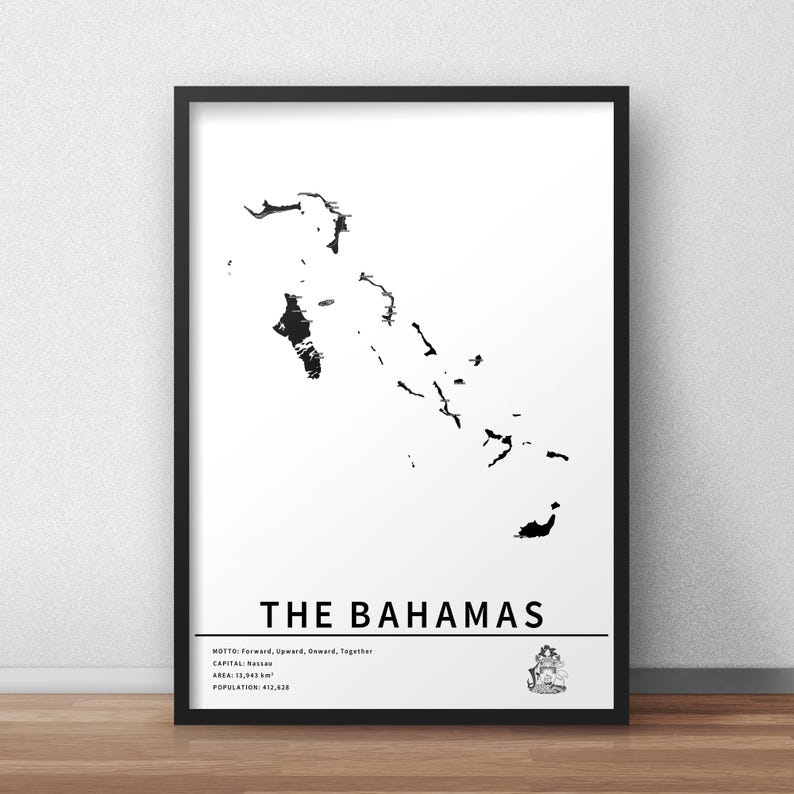 The Bahamas Map Poster, Printable Bahamian Road Map With City Names ...