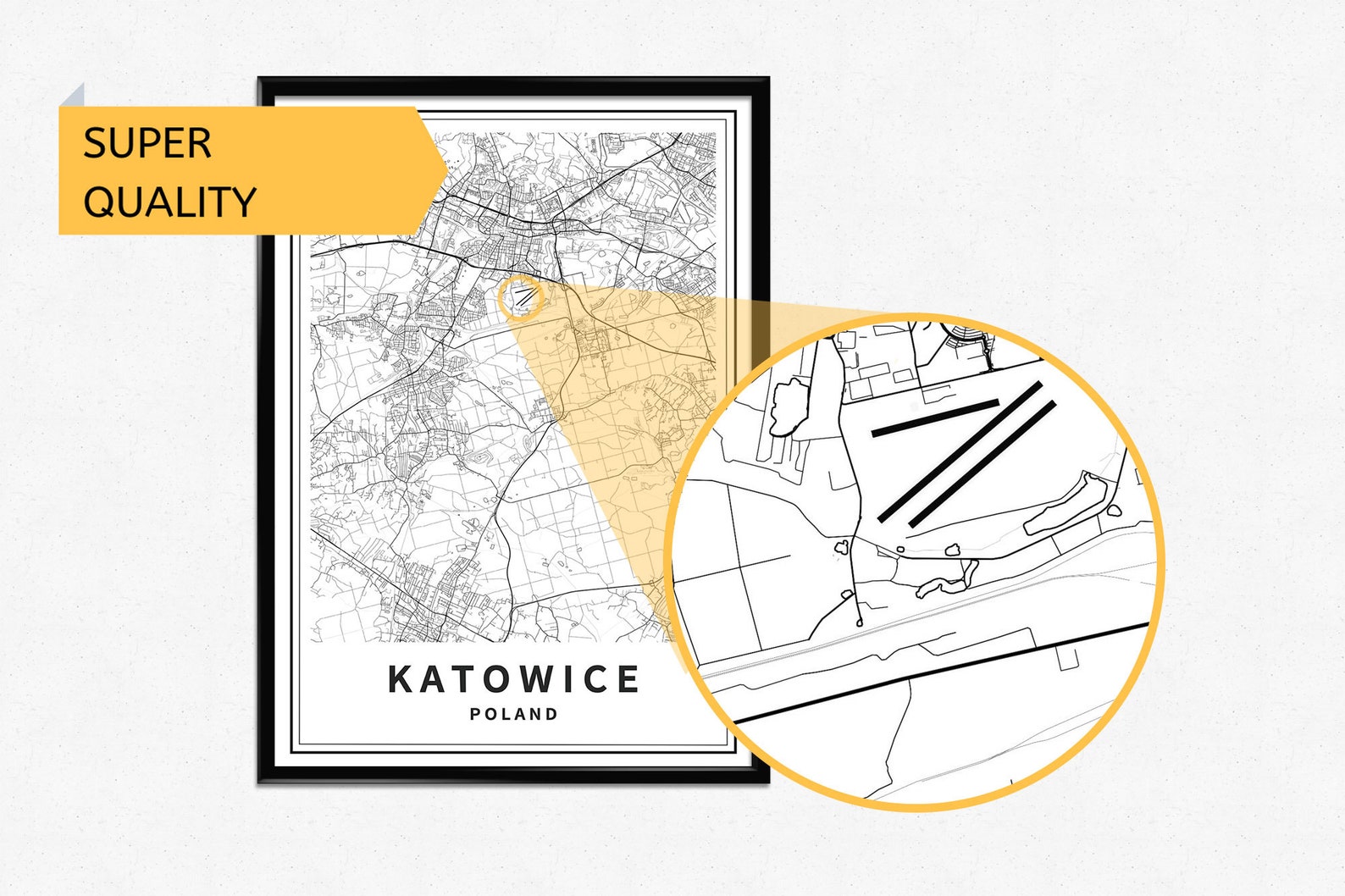 Printable Map of Katowice Poland Instant Download City - Etsy
