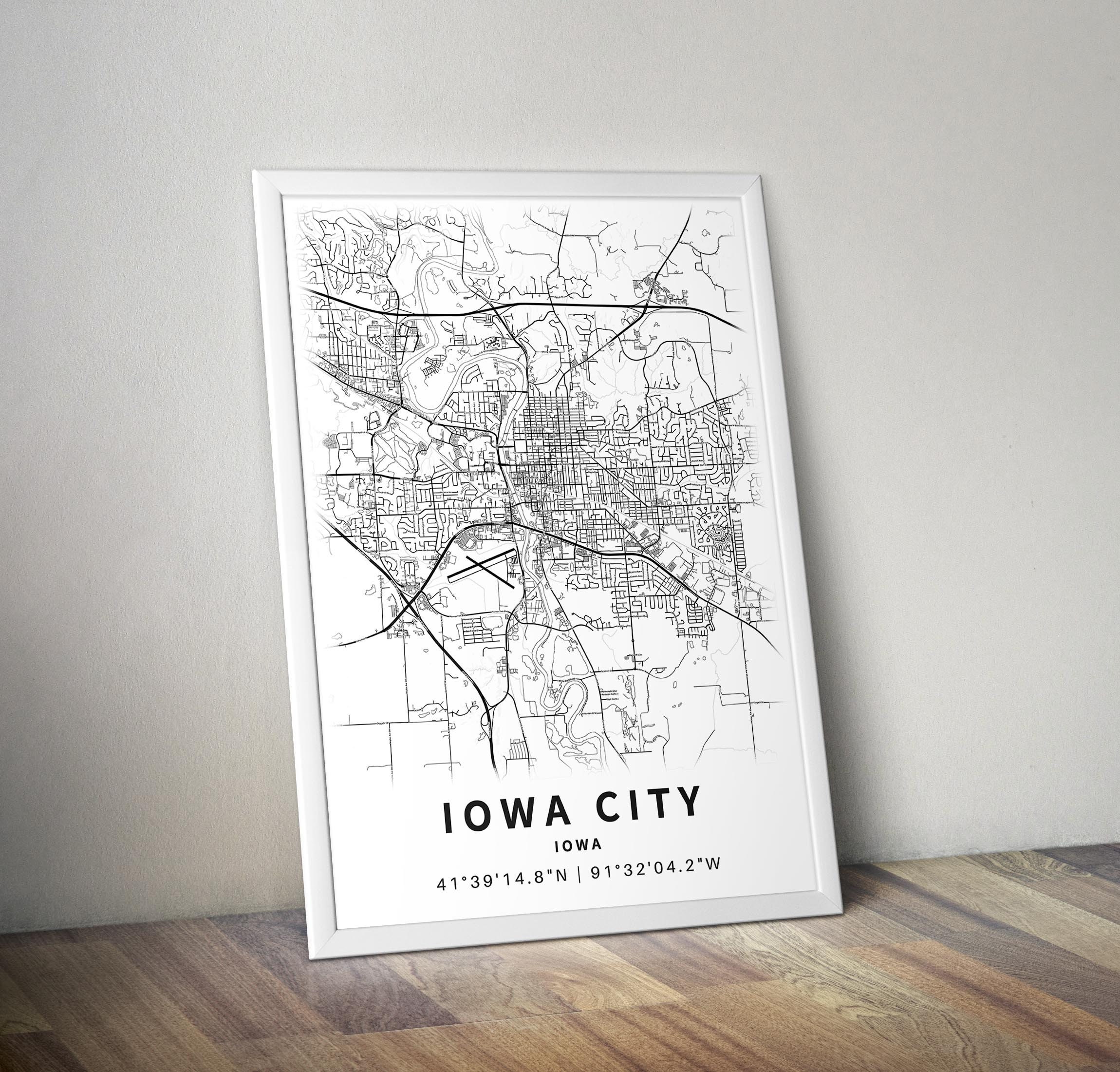 Printable Map of Iowa City, Iowa, USA With Street Names - Instant ...