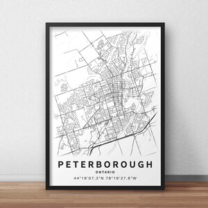 Printable Map of Peterborough, Ontario, Canada With Street Names ...