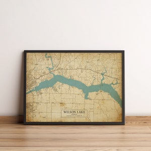 Vintage Style Map of Wilson Lake, Alabama, USA With City Names ...