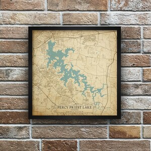 Printable Vintage Style Map of Percy Priest Lake, Tennessee With City ...
