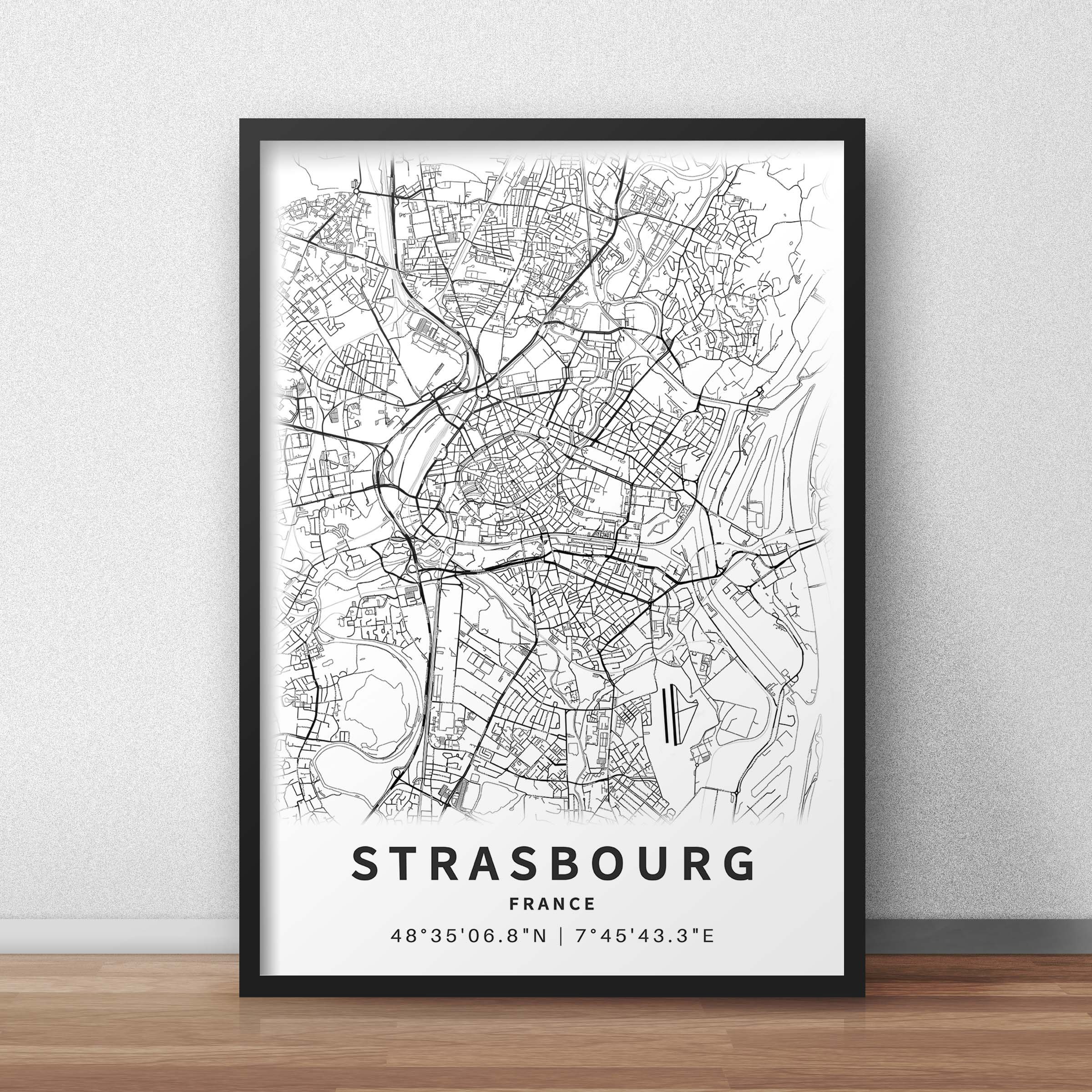 Printable Map of Strasbourg France With Street Names | Etsy