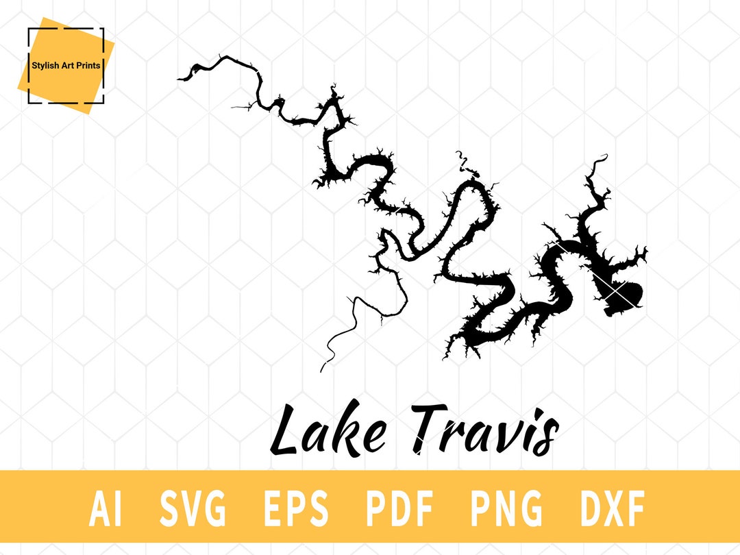 Lake Travis, Map SVG, Texas Map Vector File Instant Download Cutting ...