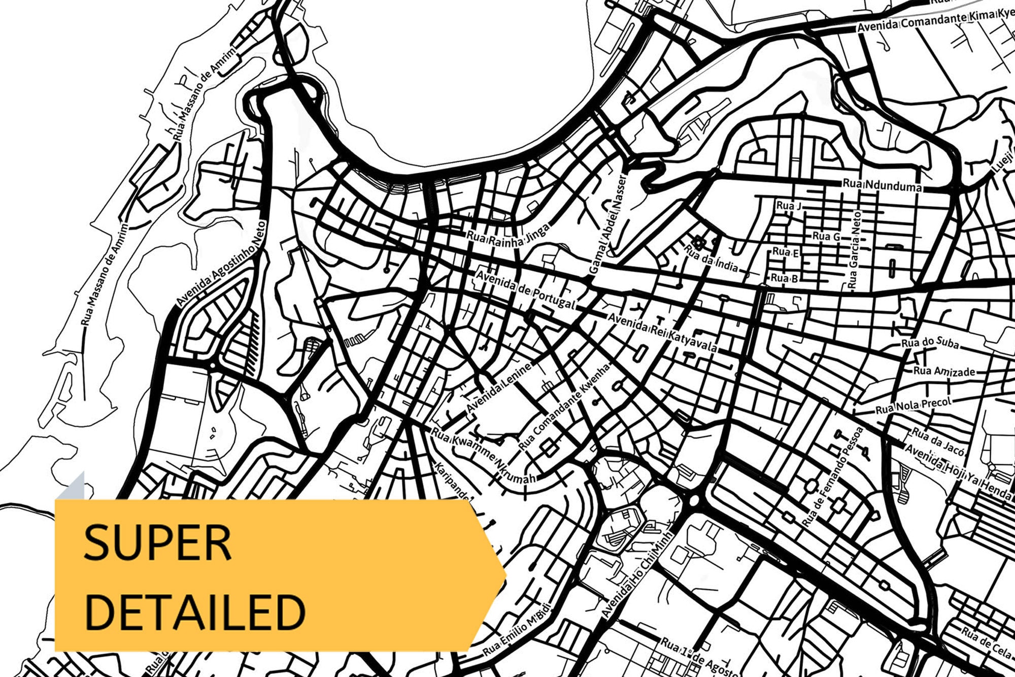 Mapa imprimible de Luanda, Angola con nombres de calles - Descarga ...