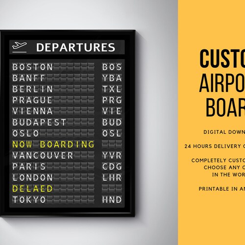 Printable Travel Art: Custom Departure Board. Printable Wall - Etsy