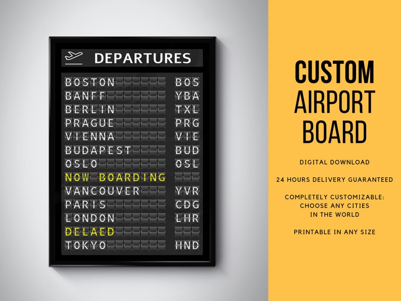 Custom Airport Departures Board Digital Download Wall Art | Etsy