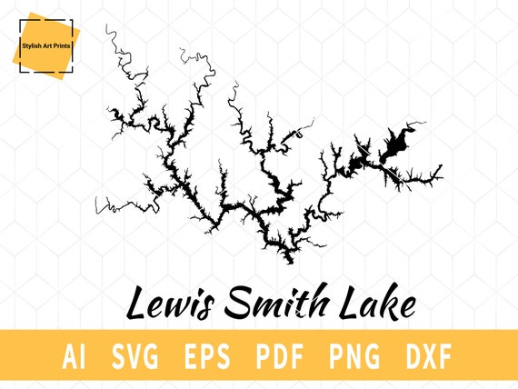 Lewis Smith Lake Alabama Map Vector File Instant Download - Etsy