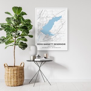 Printable Map of Ross Barnett Reservoir, Mississippi, US - Instant ...
