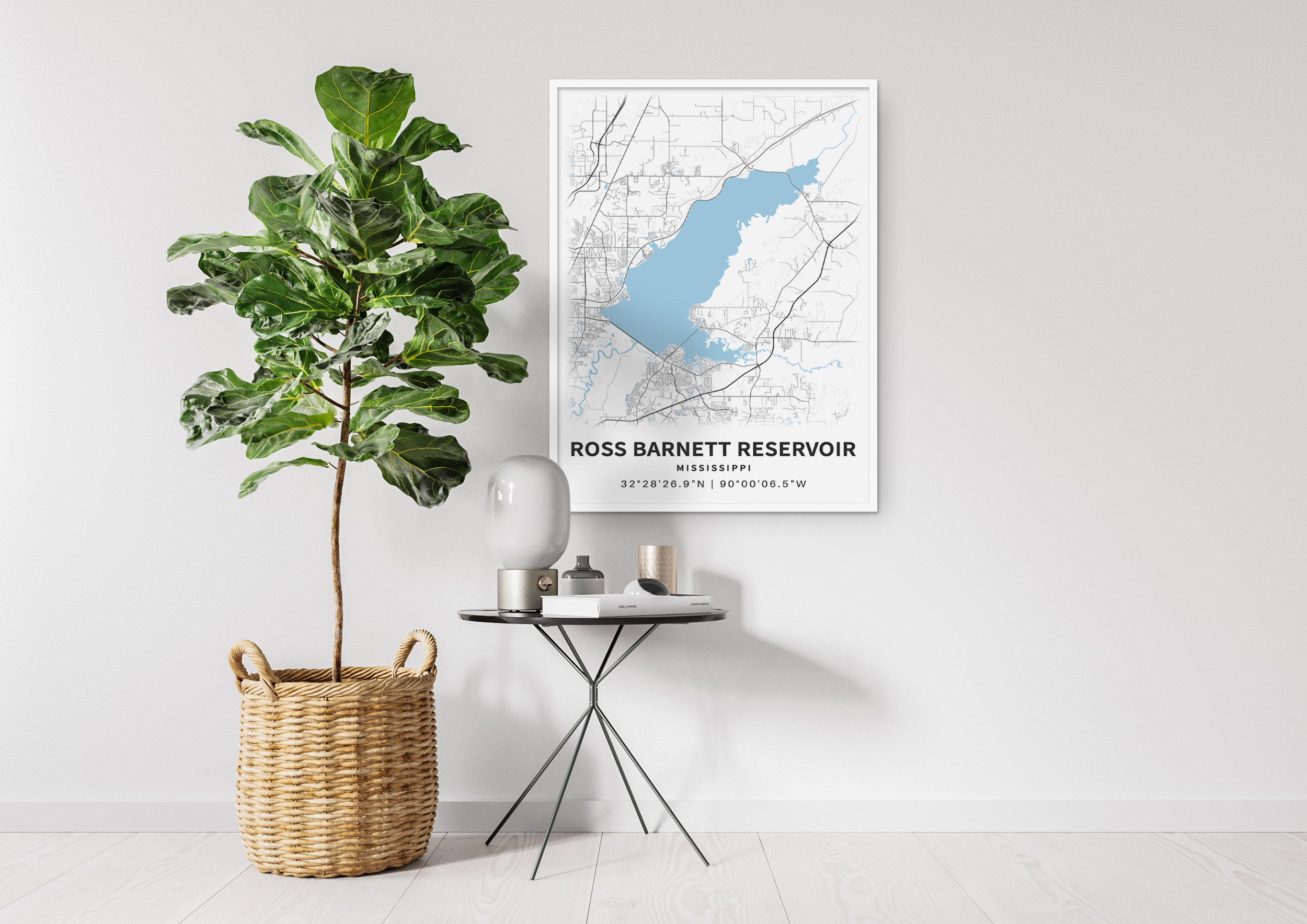 Ross Barnett Reservoir Map Poster, Mississippi the Rez Printable Lake ...