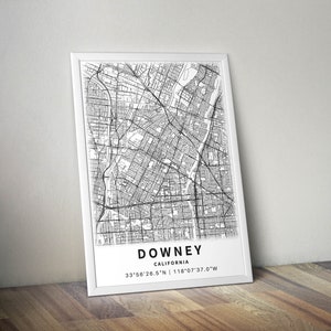 Printable Map of Downey, California, USA With Street Names - Instant ...