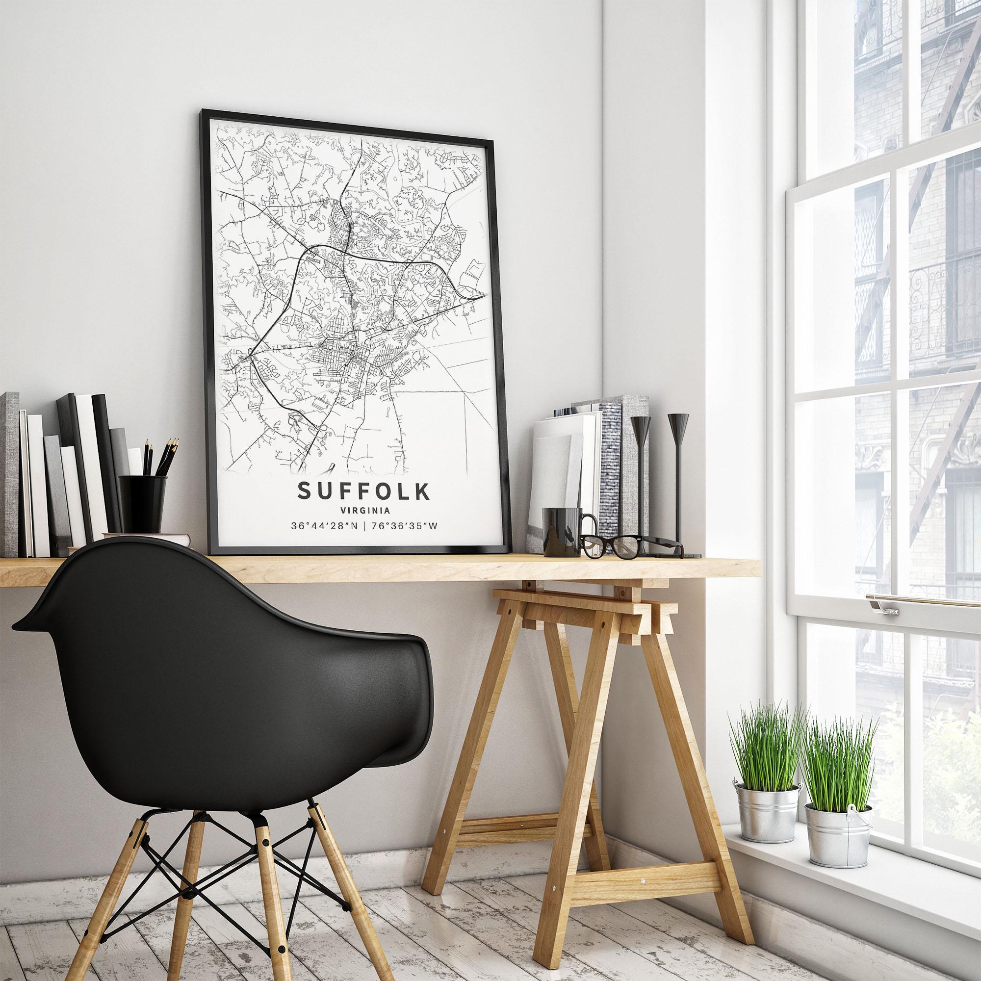 Printable Map of Suffolk, Virginia, USA With Street Names - Instant ...