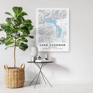 Printable Map of Lake Cushman, Washington, US - Instant Download \ Lake ...