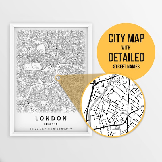 Printable Street Map Of London England City Of London Illustrated Map