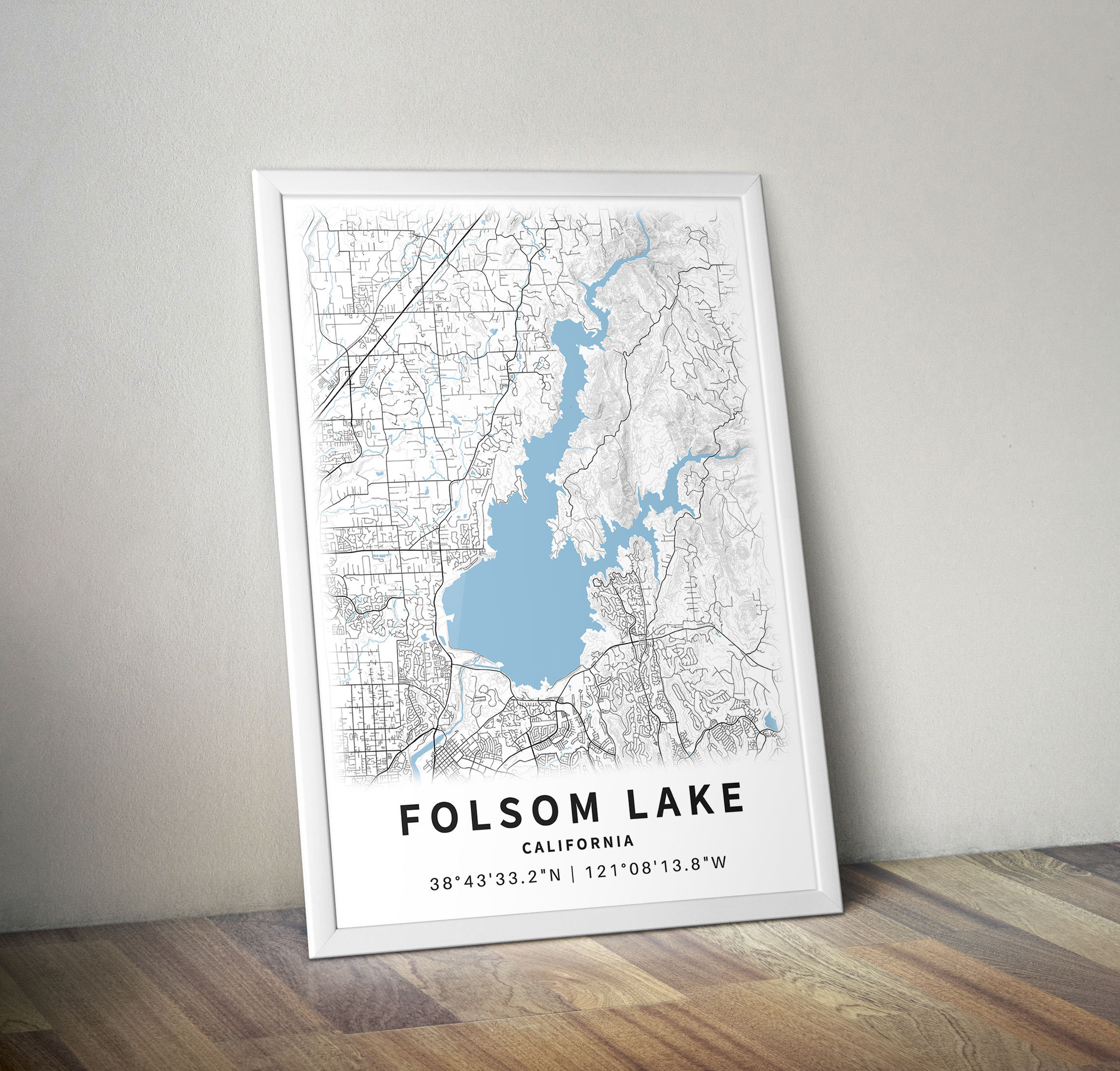 Folsom Lake Map Poster, Printable California Lake House Decor (instant ...