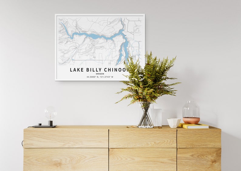 Printable Map of Lake Billy Chinook Oregon United States - Etsy Finland