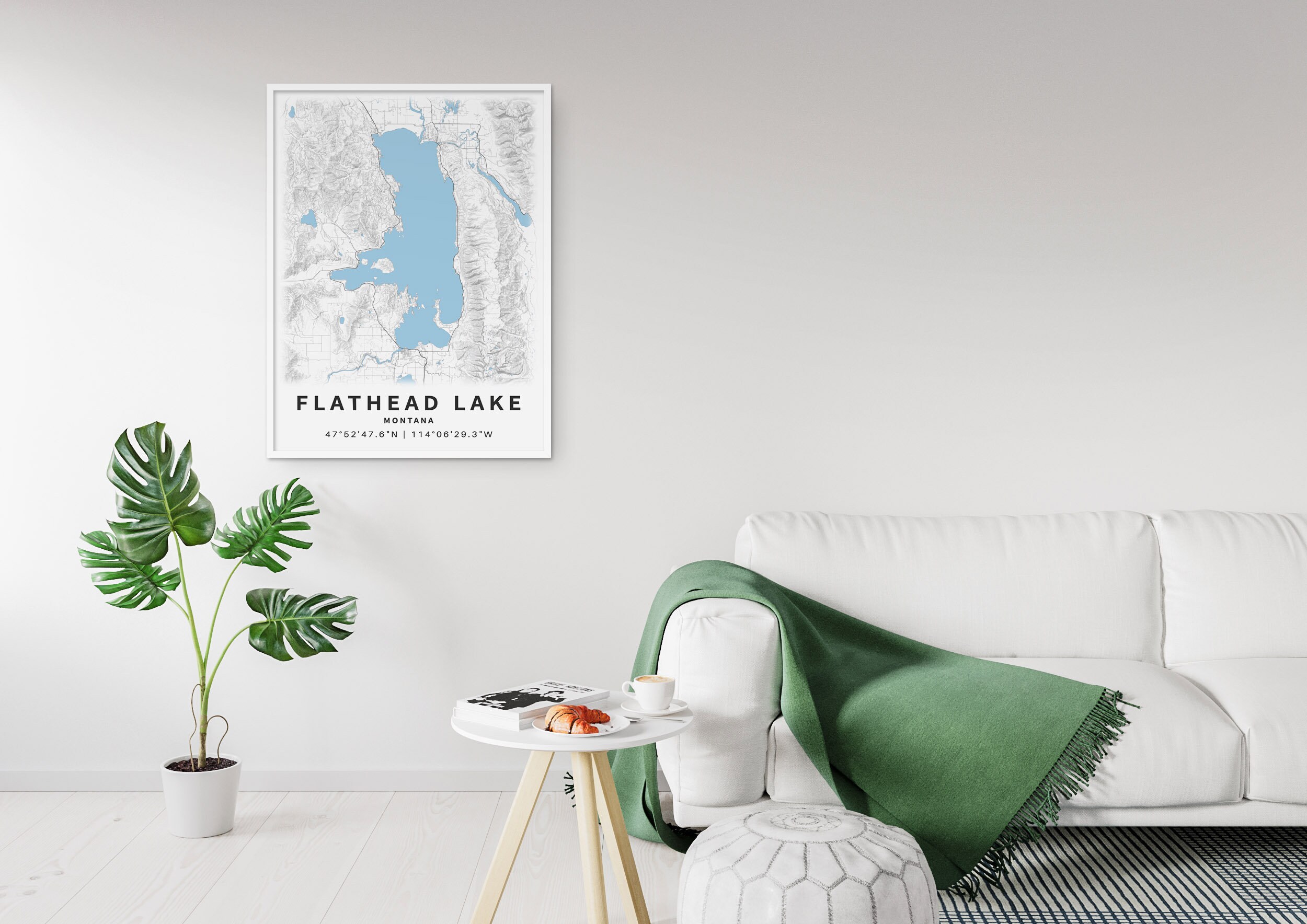 Printable Map of Flathead Lake Montana United States - Etsy