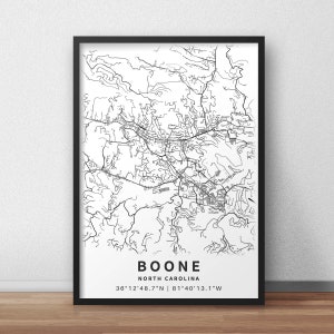 Printable Map of Boone, North Carolina, USA With Street Names - Instant ...