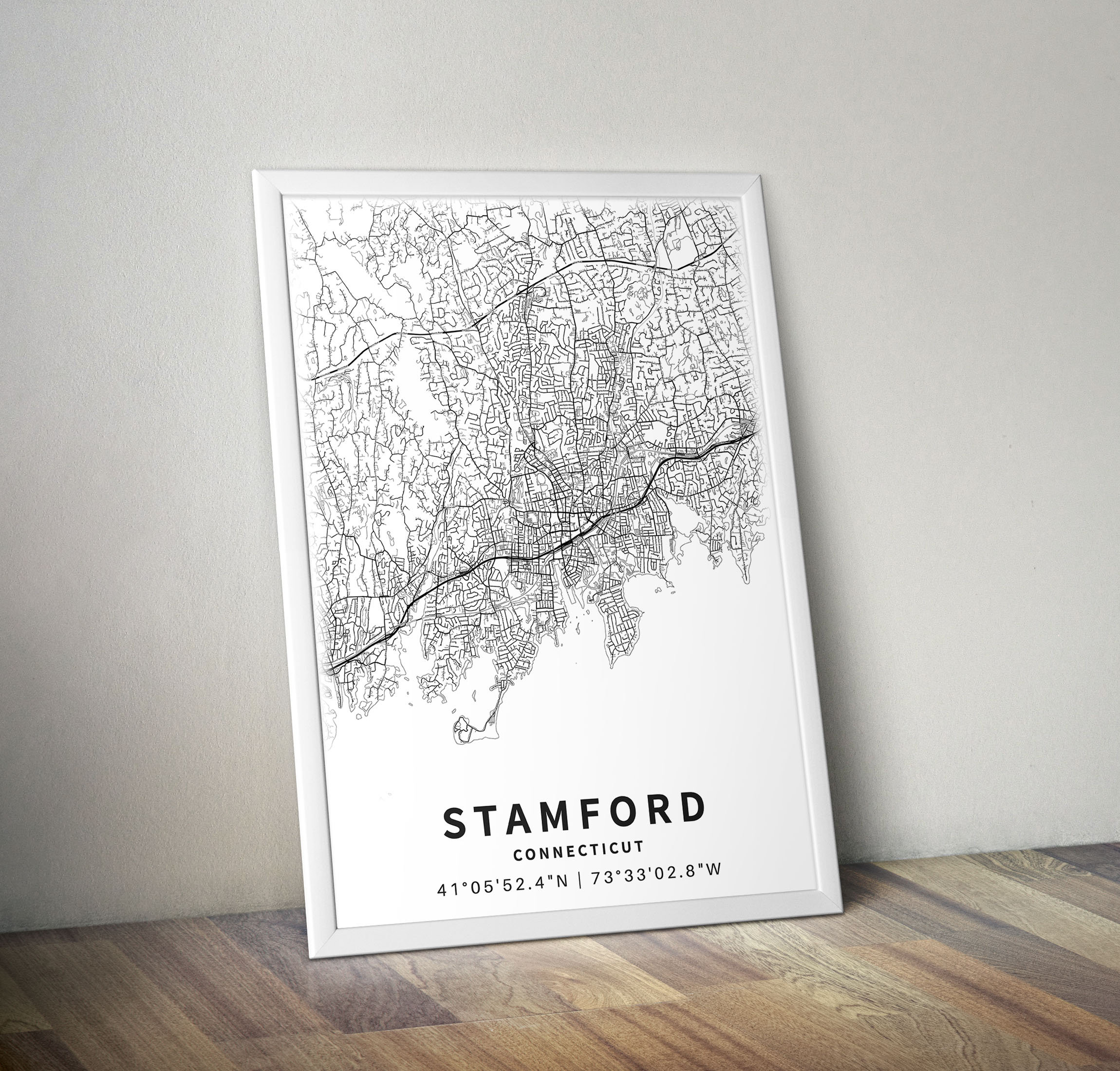 Printable Map of Stamford, Connecticut, USA With Street Names - Instant ...