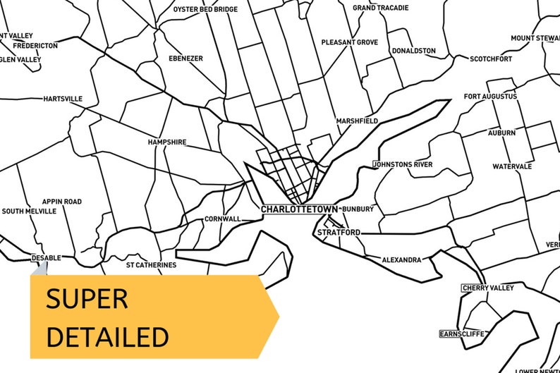 Printable Map of Prince Edward Island PEI Canada Instant - Etsy