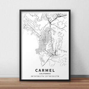 Printable Map of Carmel-by-the-sea, California, USA With Street Names ...