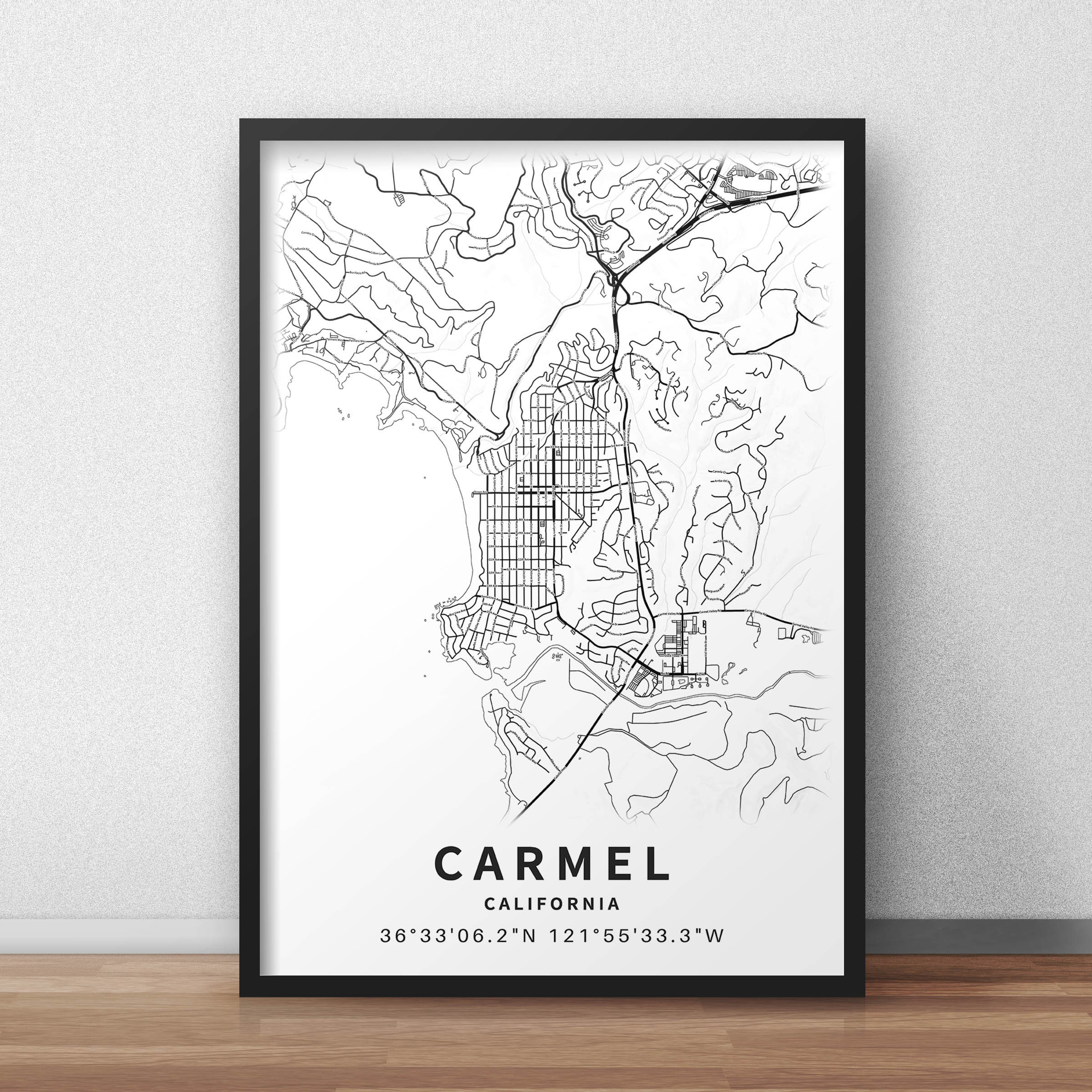 Printable Map of Carmel-by-the-sea California CA United | Etsy