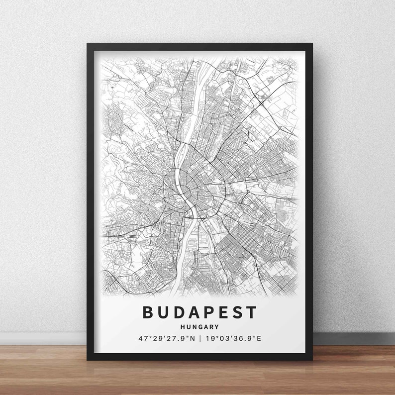 Printable Map of Budapest, Hungary With Street Names - Instant Download ...