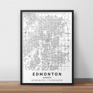 Printable Map of Edmonton, Alberta, Canada With Street Names - Instant ...