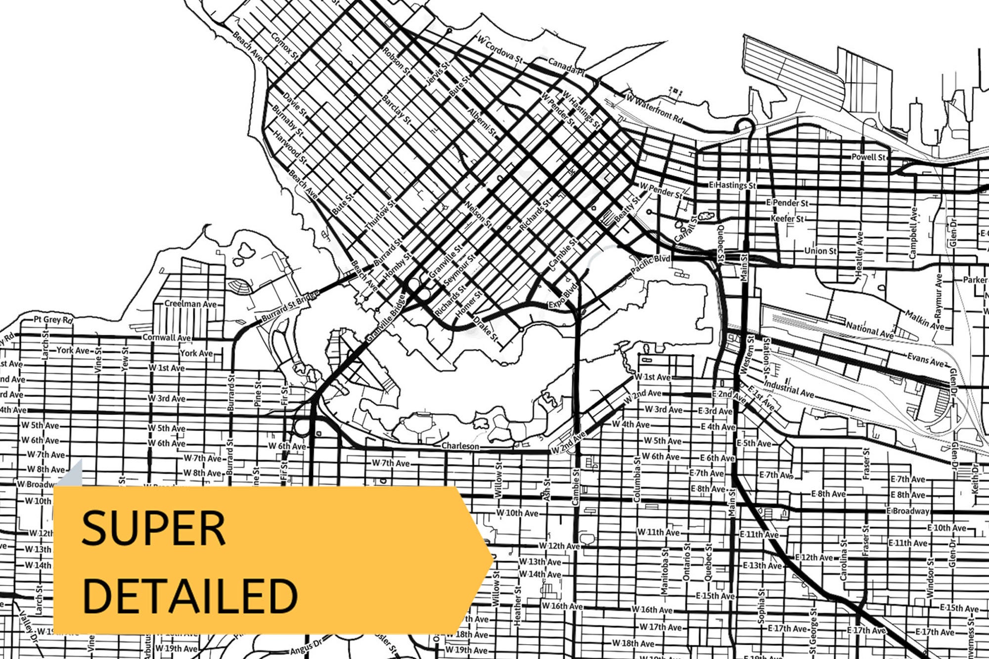 Printable Map of Vancouver British Columbia Canada With - Etsy