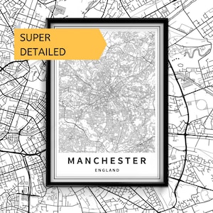 Printable Map of Manchester England Instant Download City - Etsy