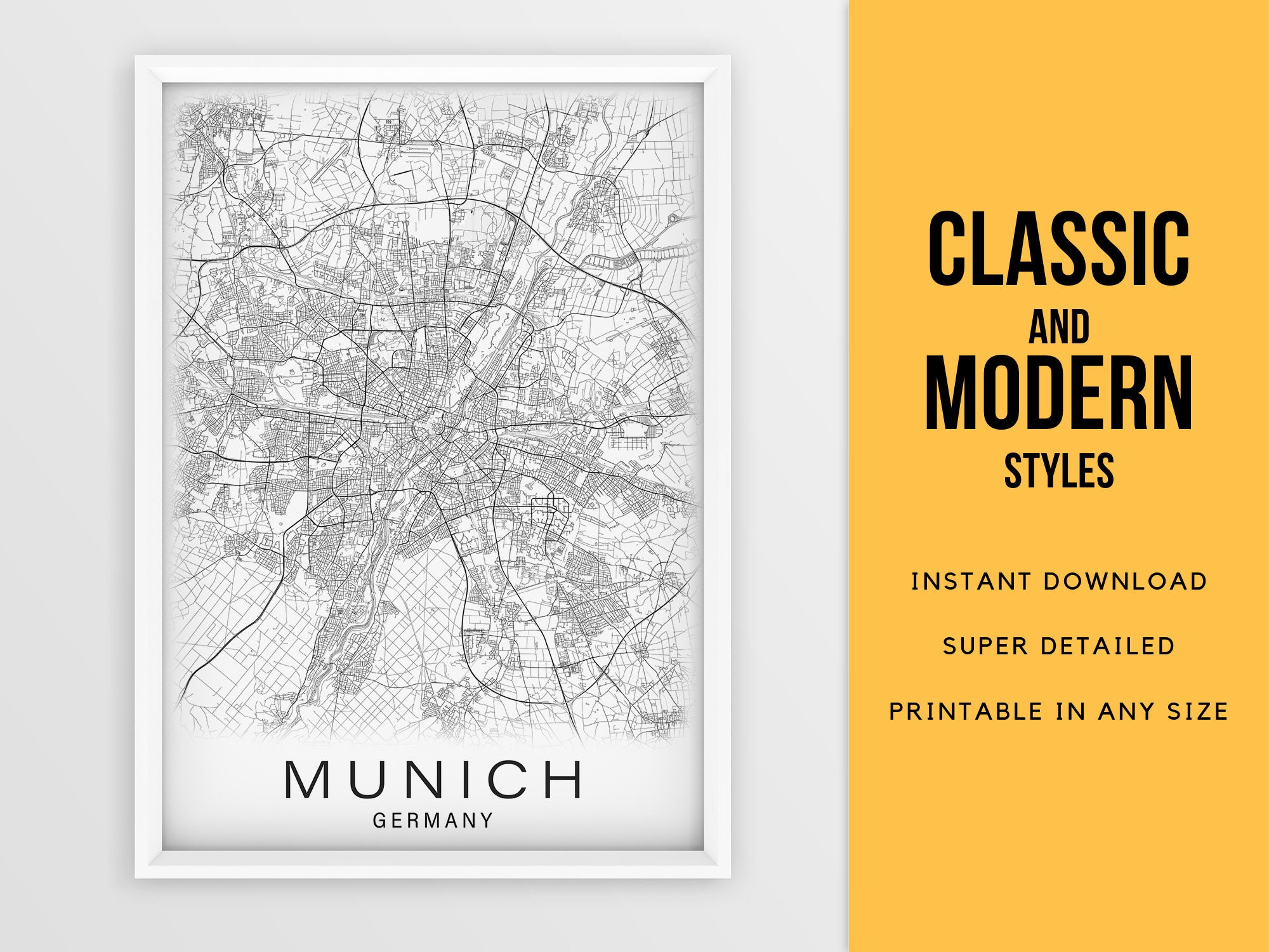 Printable Map of Munich Germany Instant Download City Map - Etsy