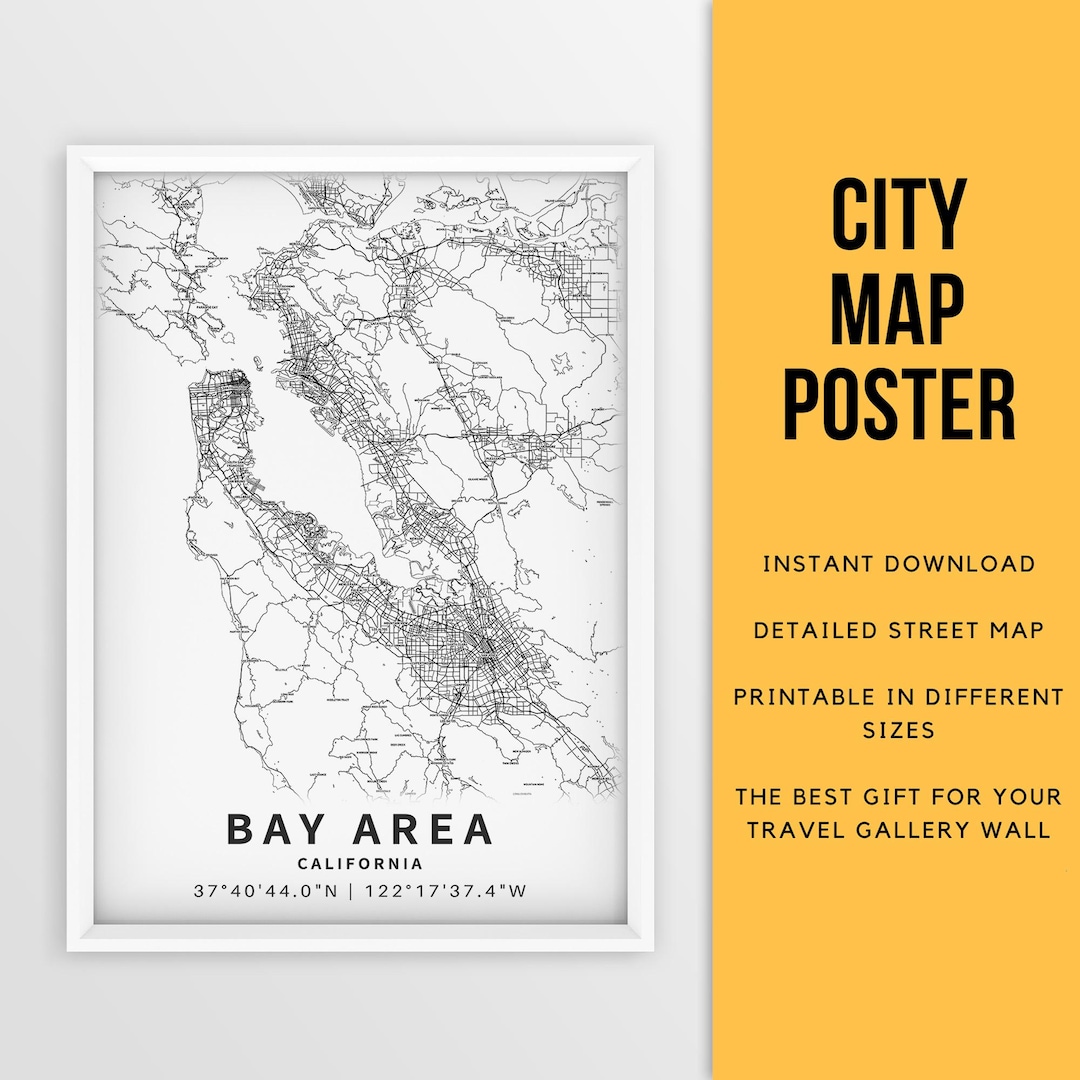 Printable Map of Bay Area, California With City Names and Roads ...