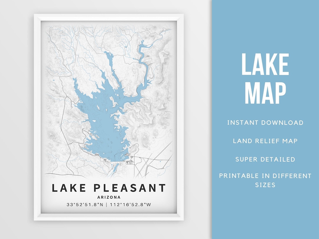 Printable Map of Lake Pleasant Arizona United States - Etsy