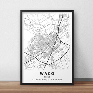 Printable Map of Waco, Texas, United States With Street Names - Instant ...