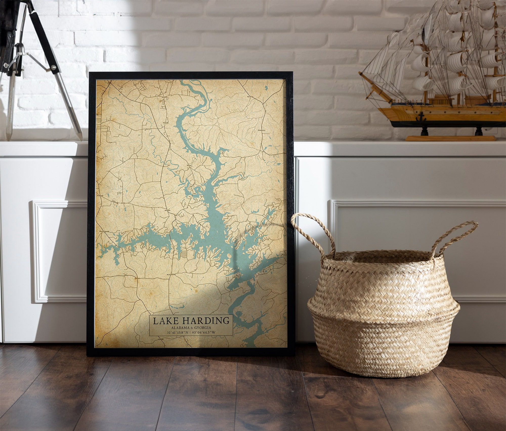 Lake Harding Vintage Style Map, Printable Lake House Poster (instant ...