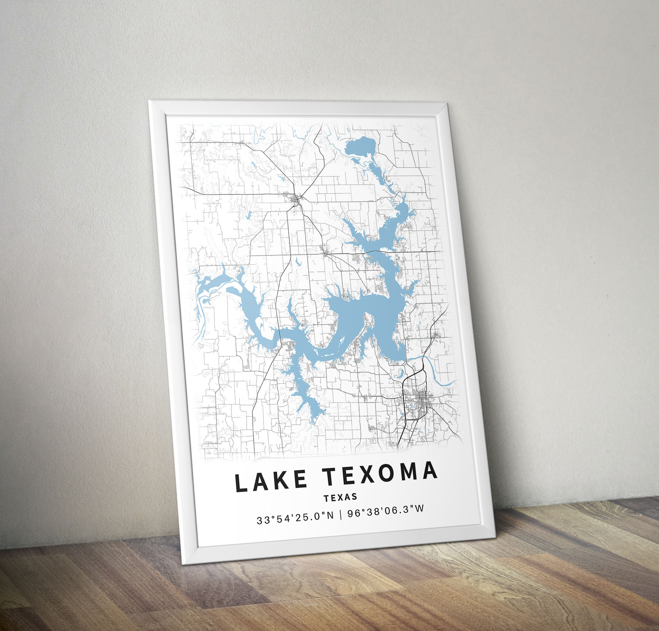 Printable Map of Lake Texoma Oklahoma Texas United States - Etsy
