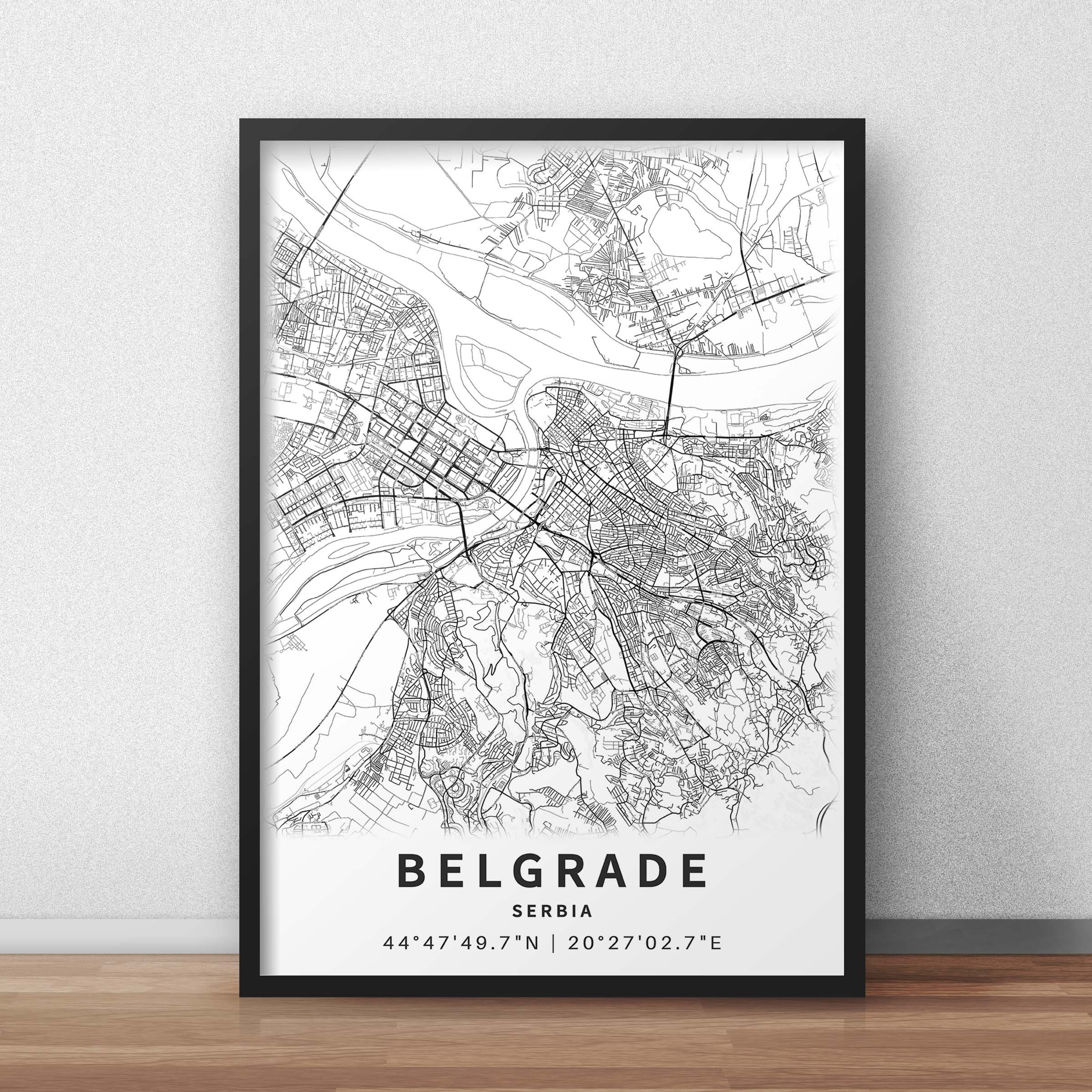 Printable Map of Belgrade Serbia With Street Names Instant - Etsy
