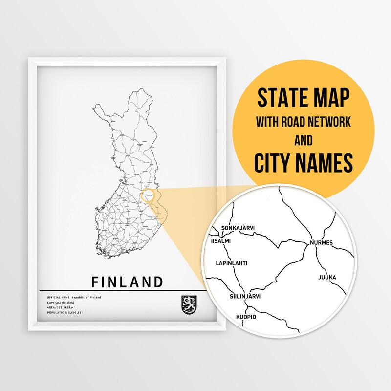 Finland in Map - Etsy