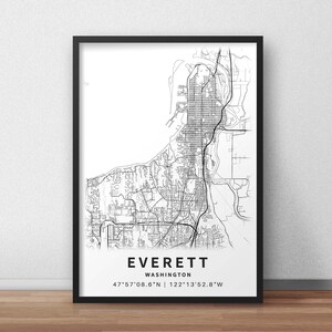 Printable Map of Everett, Washington, USA With Street Names - Instant ...