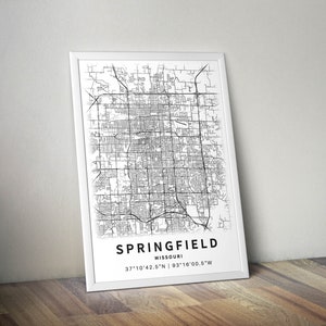 Printable Map of Springfield, Missouri, USA With Street Names - Instant ...