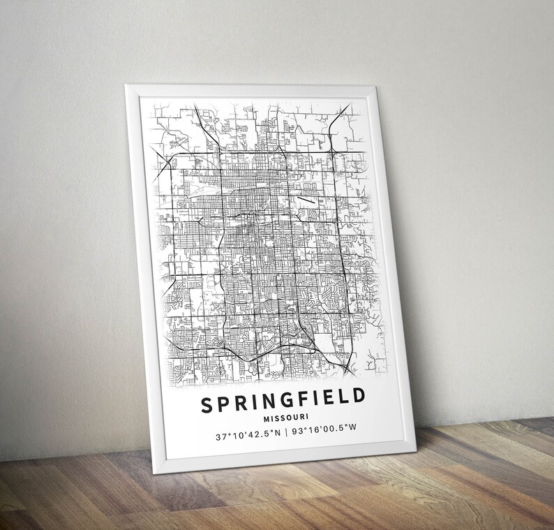 Printable Map of Springfield, Missouri, USA With Street Names - Instant ...