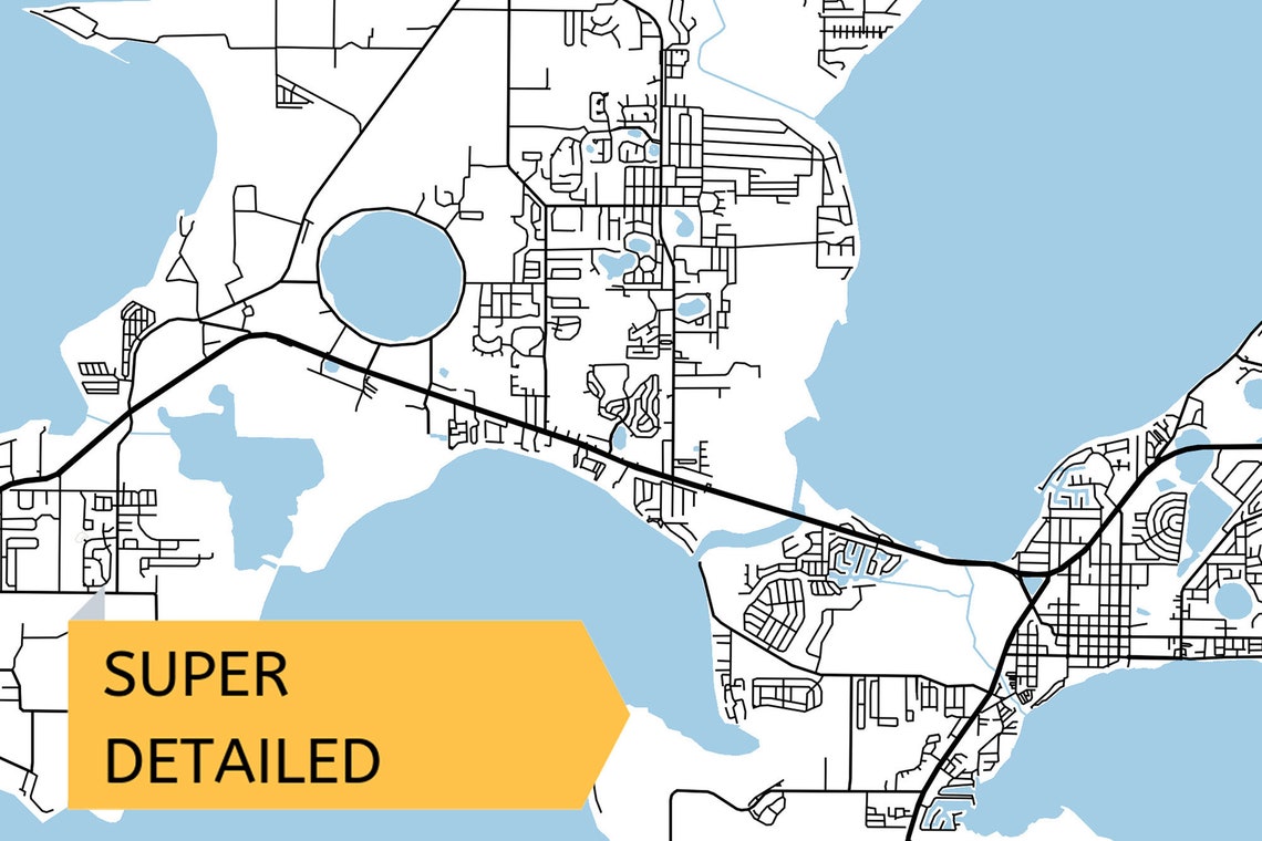 Printable Map of Harris Chain of Lakes Florida United States - Etsy Ireland