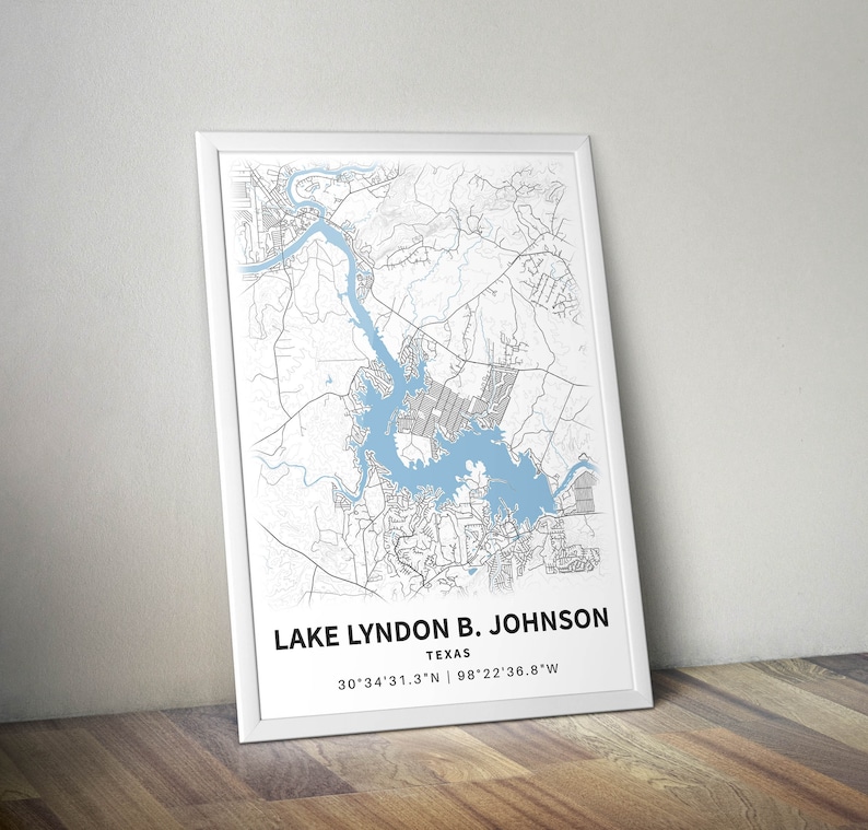 Printable Map of Lake Lyndon B. Johnson (lake LBJ), Texas - Instant ...